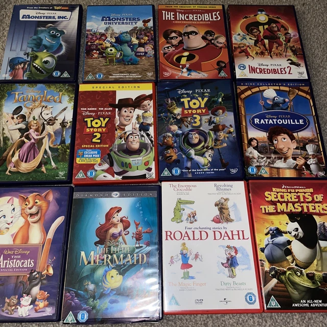 BUNDLE OF 12 Kids DVDs Disney Ronald Dahl Incredibles Monsters ...