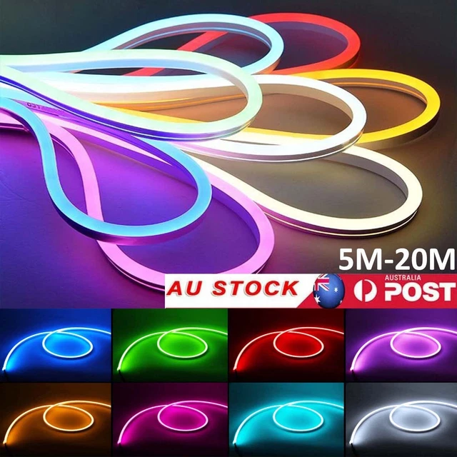 5M 10M 20M LED Neon Strip Light RGB Sign Flexible Rope Tube Waterproof ...