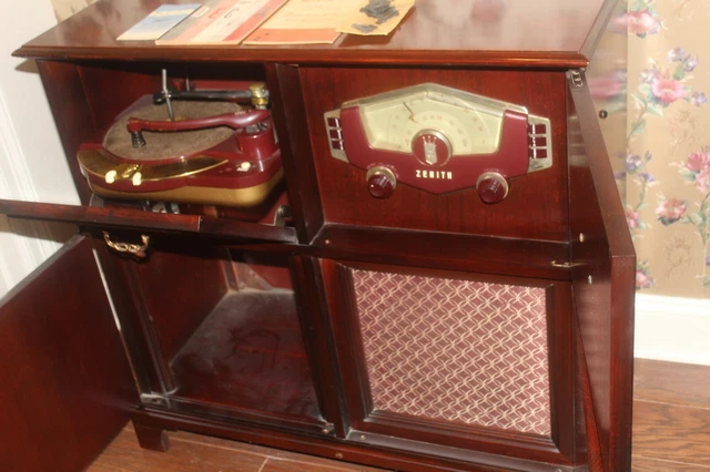 *MINT* VINTAGE ZENITH Floor Model H1086R Tube Console Radio Phonograph ...