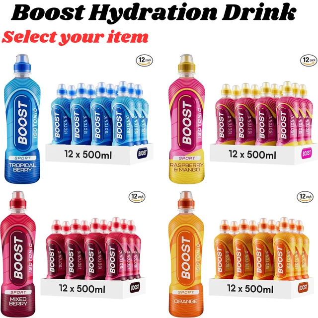 BOOST HYDRATION DRINK, Sport Drink,Tropical Berry,Organe, Mixed Berry ...