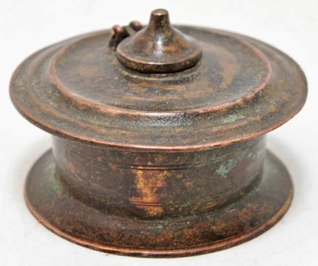 ANTIQUE BRASS ROUND Ink Well Pot Original Old Hand Crafted £47.05 ...