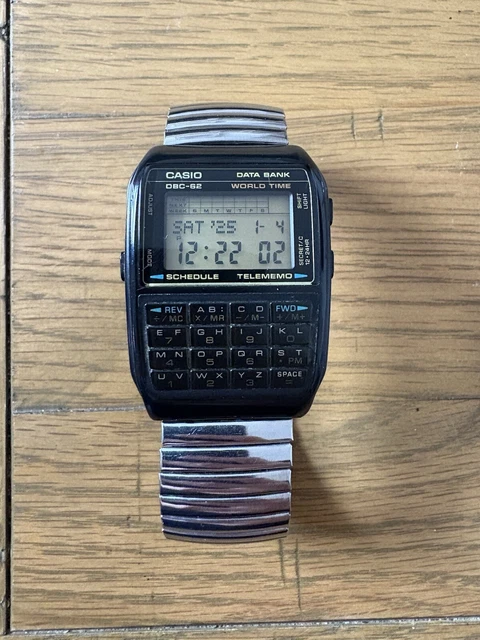 CASIO DBC-62 WORLD Time Data Bank Calculator Vintage Digital Watch £149 ...