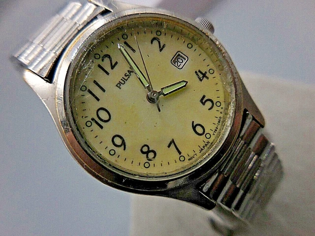 MONTRE VINTAGE PULSAR Des Années 70, Model Dame Plat A Guichet Date ...