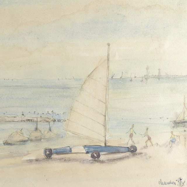 AQUARELLE SUR PAPIER Le char à voile Germaine Chardon Fille de Paul Gauguin EUR 340,00 - PicClick FR