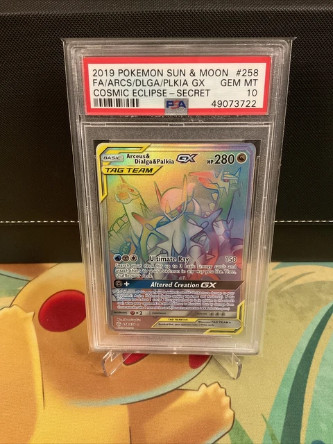 POKEMON TCG 2019 Cosmic Eclipse Arceus Dialga Palkia GX Secret 258/236 PSA 10 GM $200.00 ...