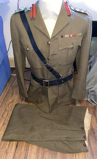 WW2 RARE BRITISH Army Colonel Uniform Tunic Jacket Trousers Belt Named ...
