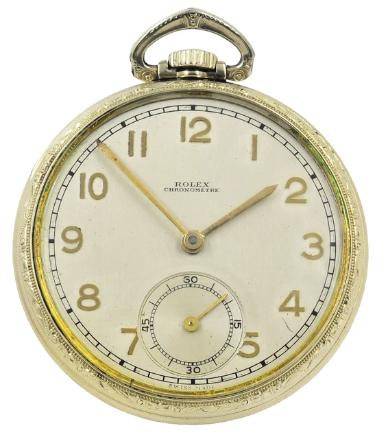 VINTAGE ROLEX CHRONOMETRE Gold Pocket Watch - Observatory Quality - 21 ...