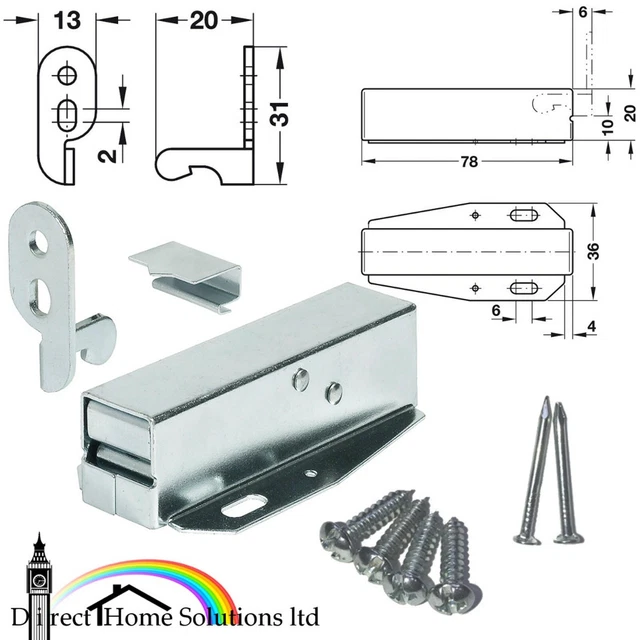LOFT DOOR SPRING TOUCH CATCH Hatch Push - Attic / Cupboard Latch ...