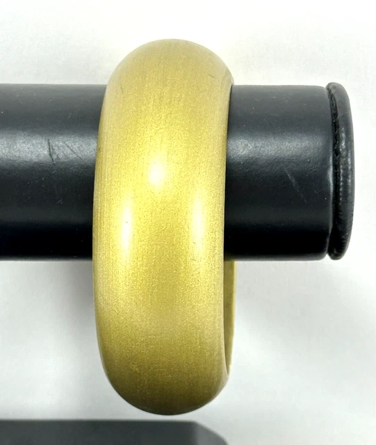 VINTAGE MOD 70' Curved Muted Gold Tone Wooden Bangle Bracelet $19.99 ...