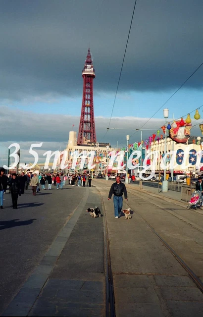 BLACKPOOL TRAMWAY TRACK CENTRAL PROMENADE TOWER 1990 35mm NEGATIVE ...
