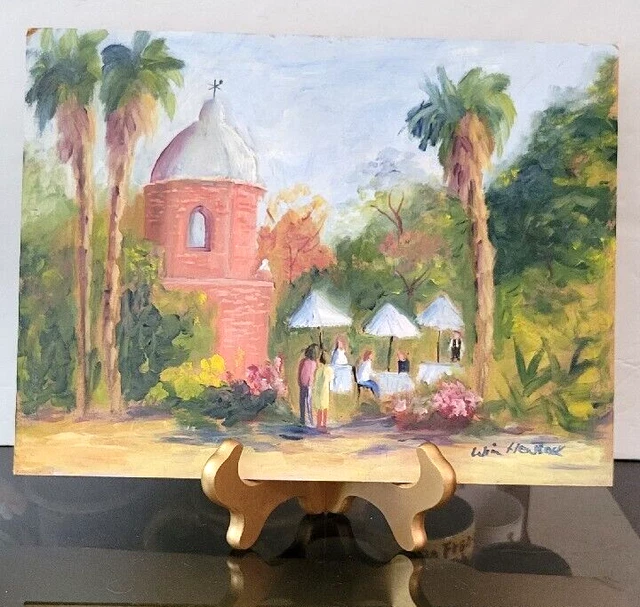 WIN HENSTOCK ARTIST Scenic Bell Tower Original Art on Wood Canadian ...