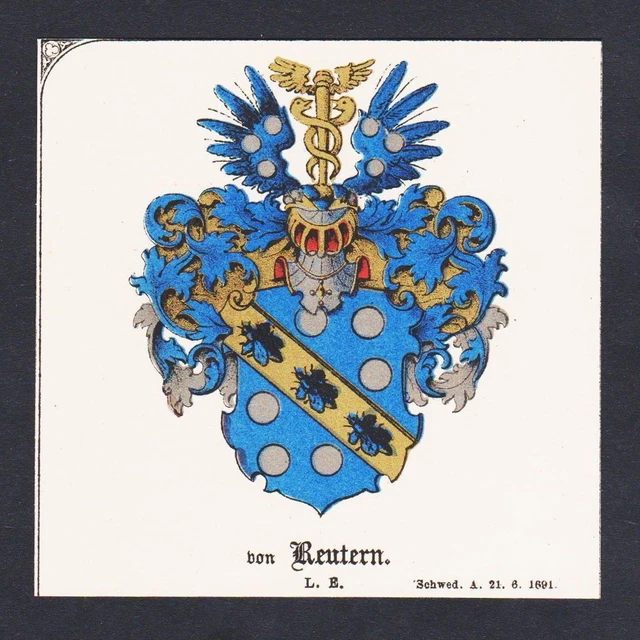 19.JH. DE REUTERN Armoiries Héraldique Coat De Arms Heraldry Chromo ...