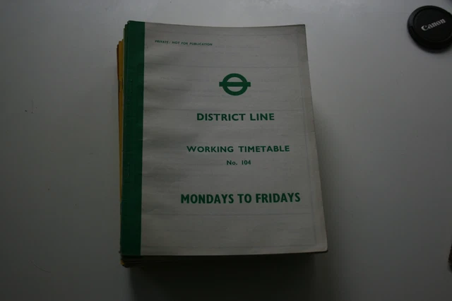 LONDON UNDERGROUND WORKING Timetable - District Line No: 104 July 1975 ...