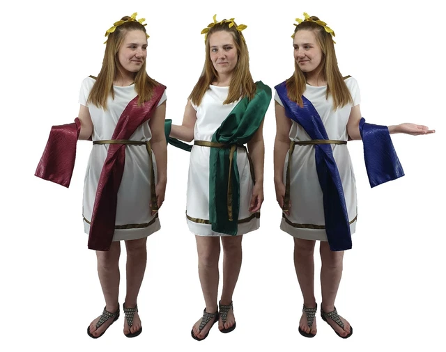 DELUXE ROMAN GREEK Grecian Toga Tabard Robes Historical Fancy Dress ...