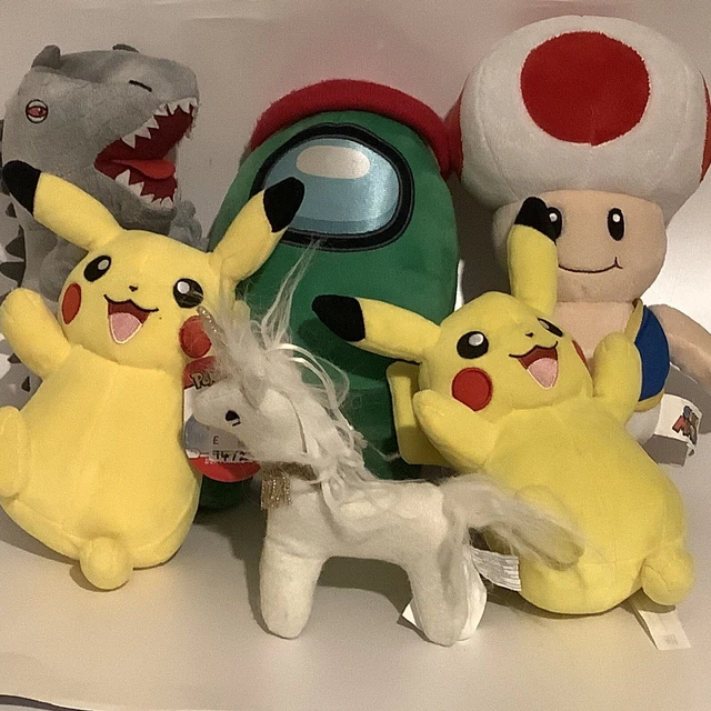 PLUSH BUNDLE POKEMON Super Mario Among Us Jurassic World Lot Of 6 Soft ...