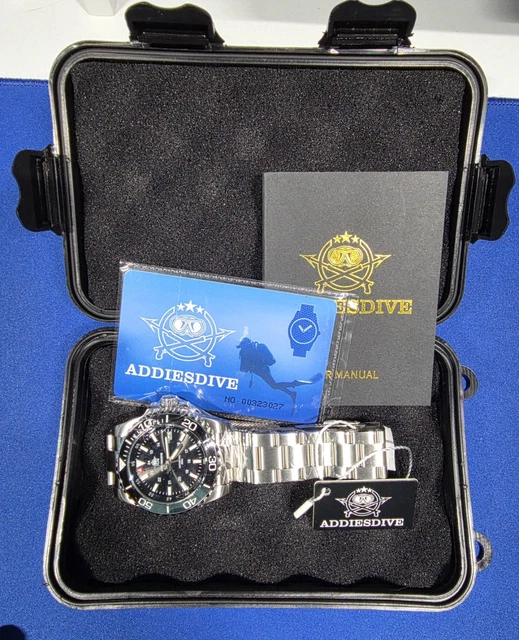 ADDIESDIVE BLACK 200M Diver Watch Automatic Miyota Citizen Sapphire ...