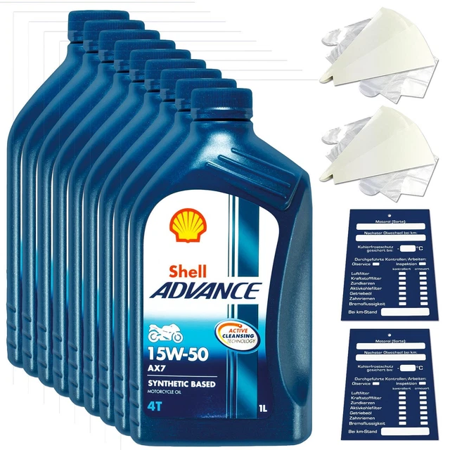 9 LITRE ORIGINAL Shell Advance 4T Ax 7 15W50 L'Huile De Moteur Moto ...