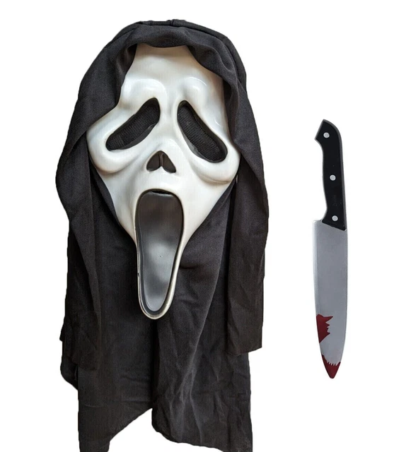 SCREAM GHOST FACE Mask With Hood + Knife Halloween Horror Fancy Dress ...