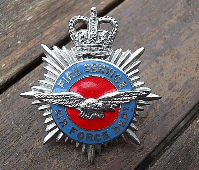 RAF RARE AIR Force Department Fire Service Vintage Enamel Badge RAF ...