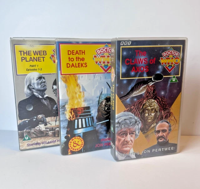 3 X DOCTOR Who CLAWS OF AXOS, Death to Daleks, Web Planet VHS Video ...