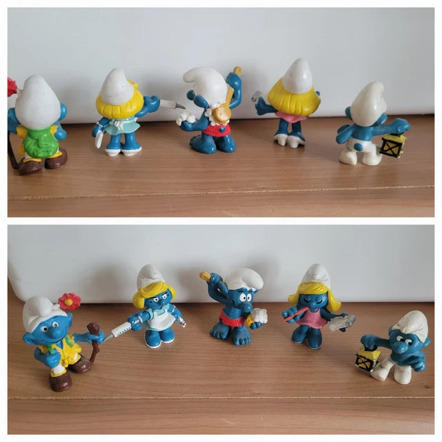 5 SMURF FIGURES Smurfs Smurfette Nurse Notepad Shower Lamp Lantern ...