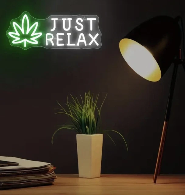 JUST RELAX NEON Sign Leaf Weed LED Neon Lights Signs for Wall Decor ...