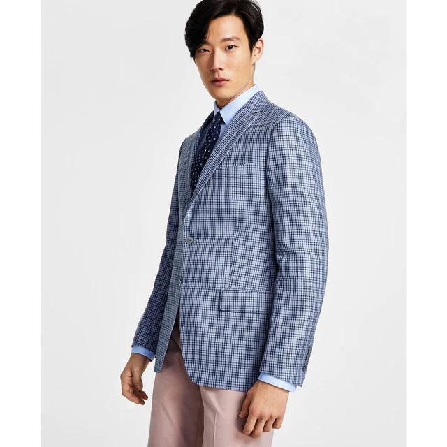 LAUREN RALPH LAUREN Mens Classic-Fit UltraFlex Linen Micro-Check Sport ...