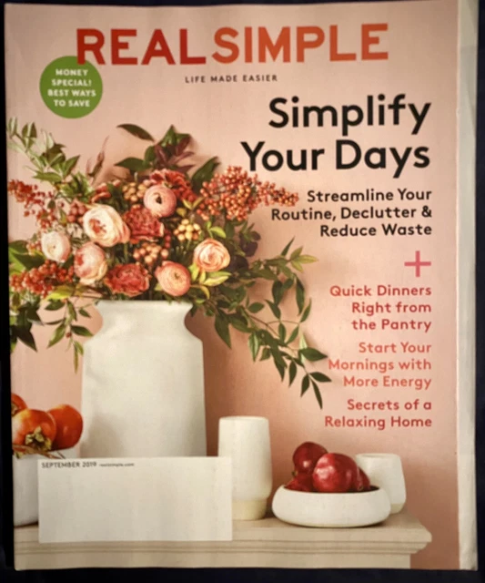 REAL SIMPLE MAGAZINE- September 2019 - “Simplify Your Days” Issue £4.49 ...