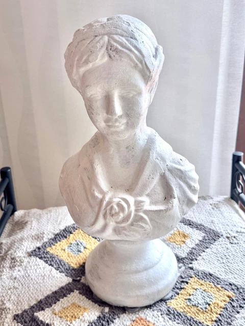SHABBY CHIC STIL - Frauen Büste, Frau mit Rose - Statue Größe 37 cm EUR ...