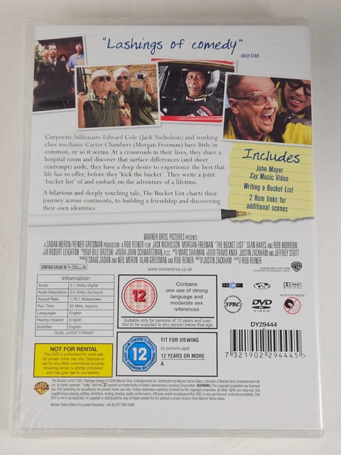 THE BUCKET LIST DVD Jack Nicholson (New & Sealed) Region 2 $9.99 ...