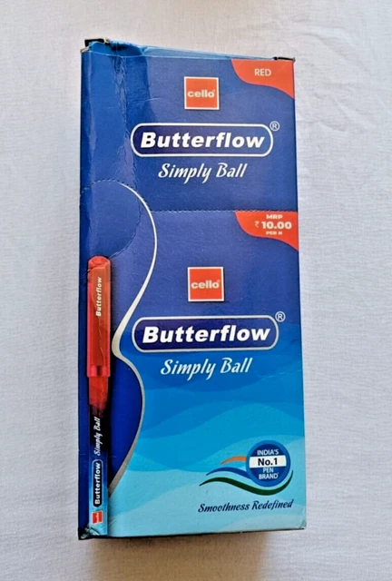 CELLO BUTTERFLOW SIMPLY Ball Pen 20 red pen in box for Smooth Writing ...