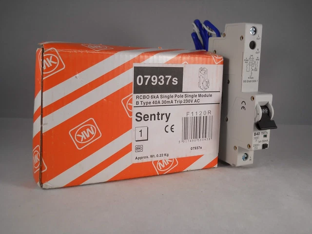 MK RCBO 40 Amp 30mA Type B 40A Sentry B40 07937S 7937S NEW £29.95 ...