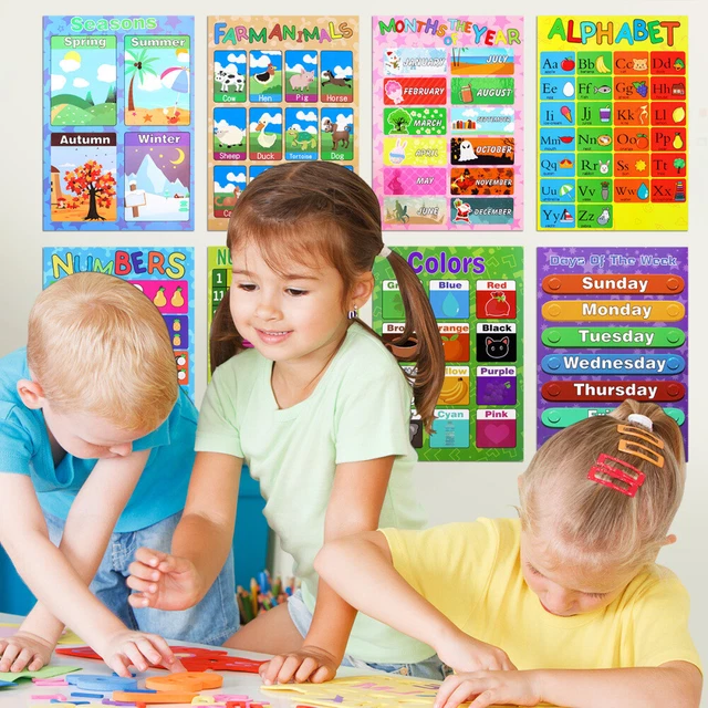 10 PACK ALPHABET Poster Educational Laminated Wall Chart Kindergarten ...