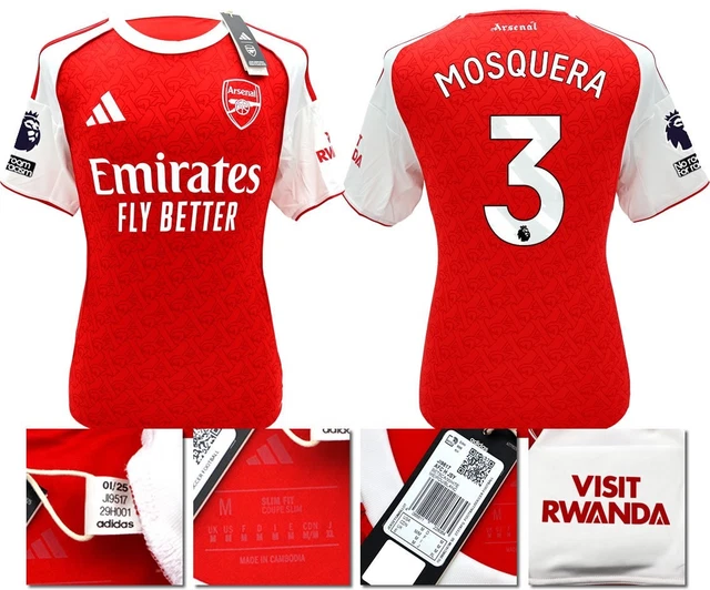 BNWT 2025/2026 ARSENAL F.c. Adidas Home Shirt Mosquera 3 + Patches ...