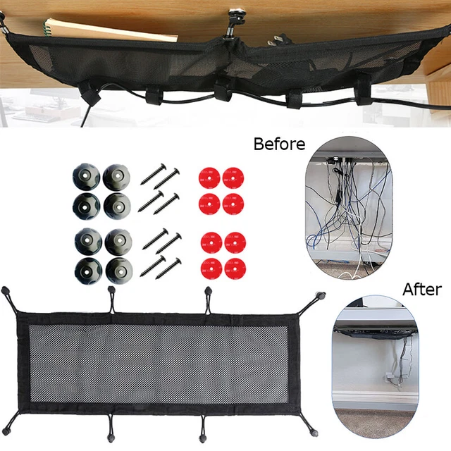 POWER STRIP CABLE Management Storage Net Under Desk Cord Office Wire ...