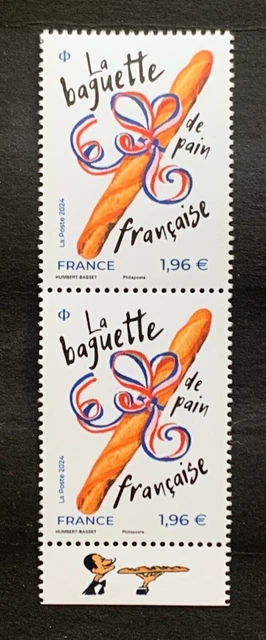 PAIRE TIMBRES FRANCE 2024. Baguette de pain française. Timbre parfumé ...