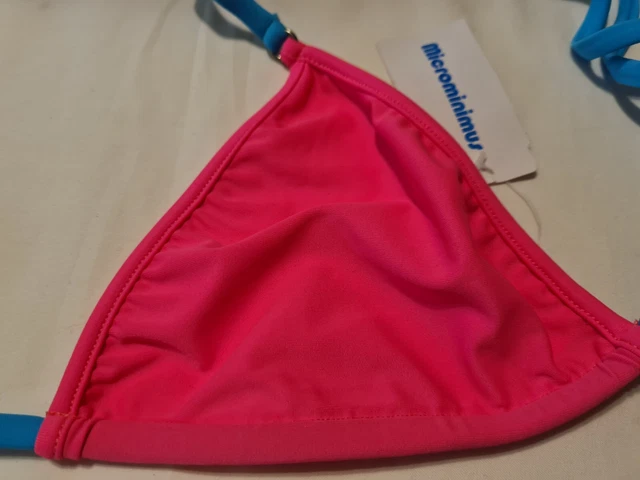 NEW WICKED WEASEL Microminimus 312 Flamingo Bikini Top - Neon Pink/Blue ...