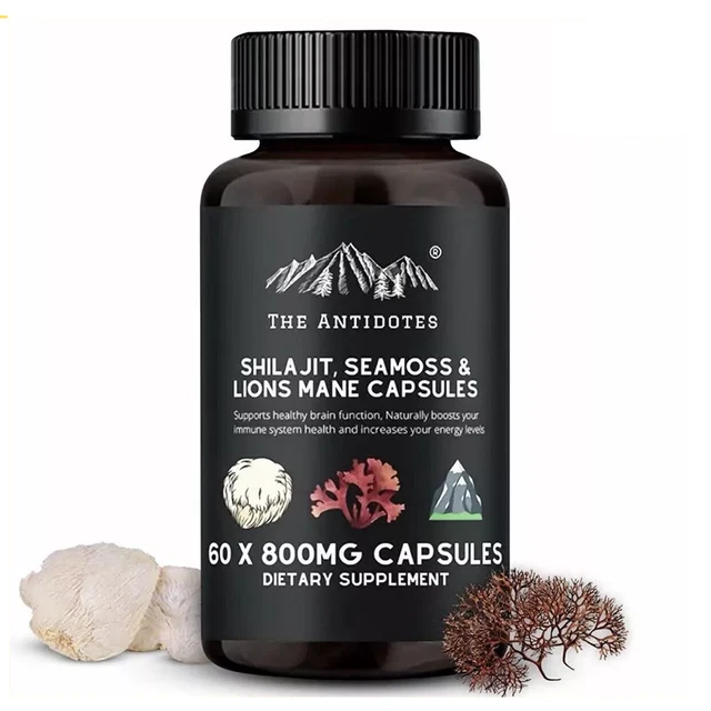 SHILAJIT SEA MOSS and Lion's Mane - Adaptogen Blend 60 Caps Vegan ...