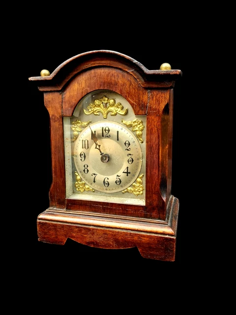 ANTIQUE CLOCK ALARM Oak 19th Century Victorian Wooden Bell Mantel Clock ...