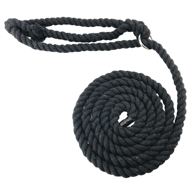 6MM BLACK NATURAL Cotton Ringed Show Rope Halter x 8ft, Cow Sheep Horse ...