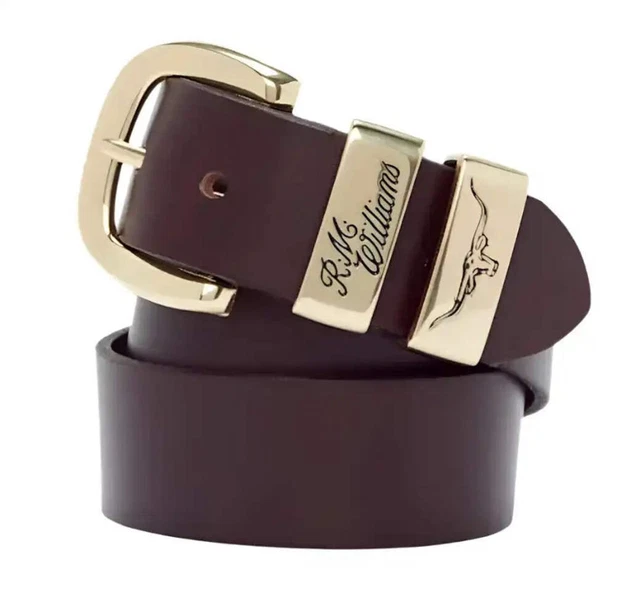 RM WILLIAMS MENS Drover Belt Chestnut / Gold £89.99 - PicClick UK