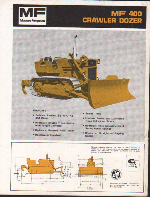 MASSEY FERGUSON &MF 400" Crawler Tractor Dozer Brochure Leaflet £7.00 - PicClick UK