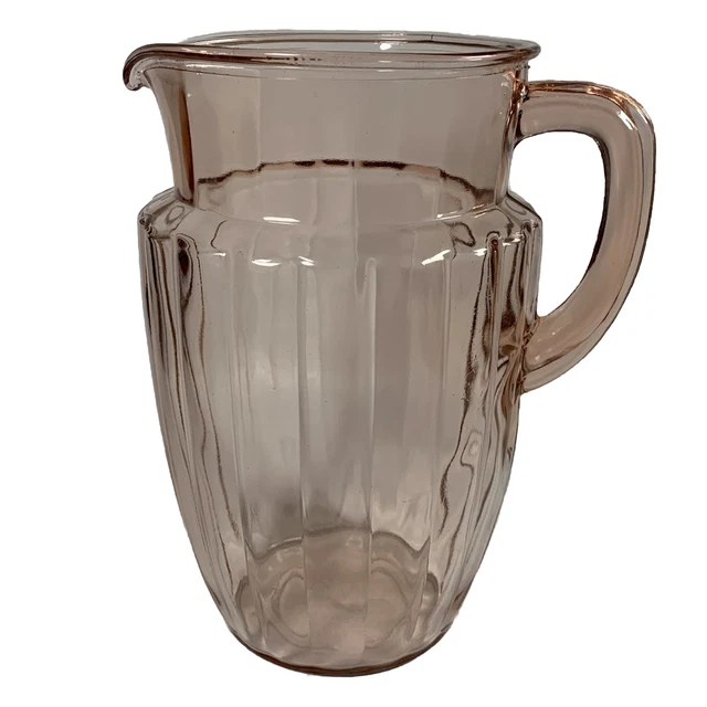 VTG ESTATE PINK Depression Glass Pitcher Pillar Optic Pink by Anchor ...