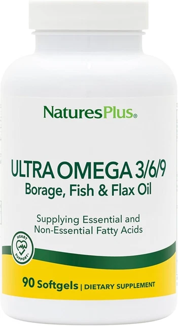 ULTRA OMEGA 3 6 9 Blend - 1200 mg Fish, Borage, & Flax Oil - 90 ...