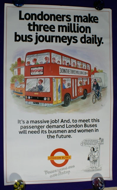 LONDON TRANSPORT BUSES Poster Londoner Three Million Journeys Daily Gax ...