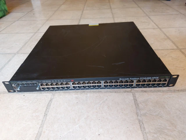 BROCADE FCX648S-HPOE 48 Port Gigabit PoE Network Switch, 2 X PSUs $99. ...