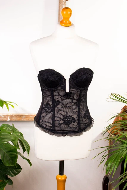 VINTAGE ORIG 60ER Sexy Korsage Mieder schwarz Rockabella WOOLITE ...