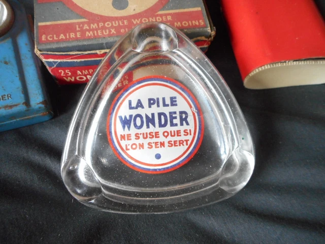 RARE & ANCIEN cendrier publicitaire la pile Wonder en verre années 60 ...