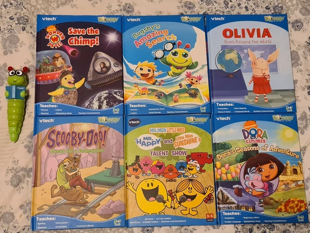 VTECH BUGSBY READING System Search Reader Pen & 6 Books with USB's ...
