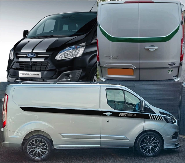 FORD TRANSIT CUSTOM Graphics Side Stripe Wing Bonnet Rear Decals Sport ...
